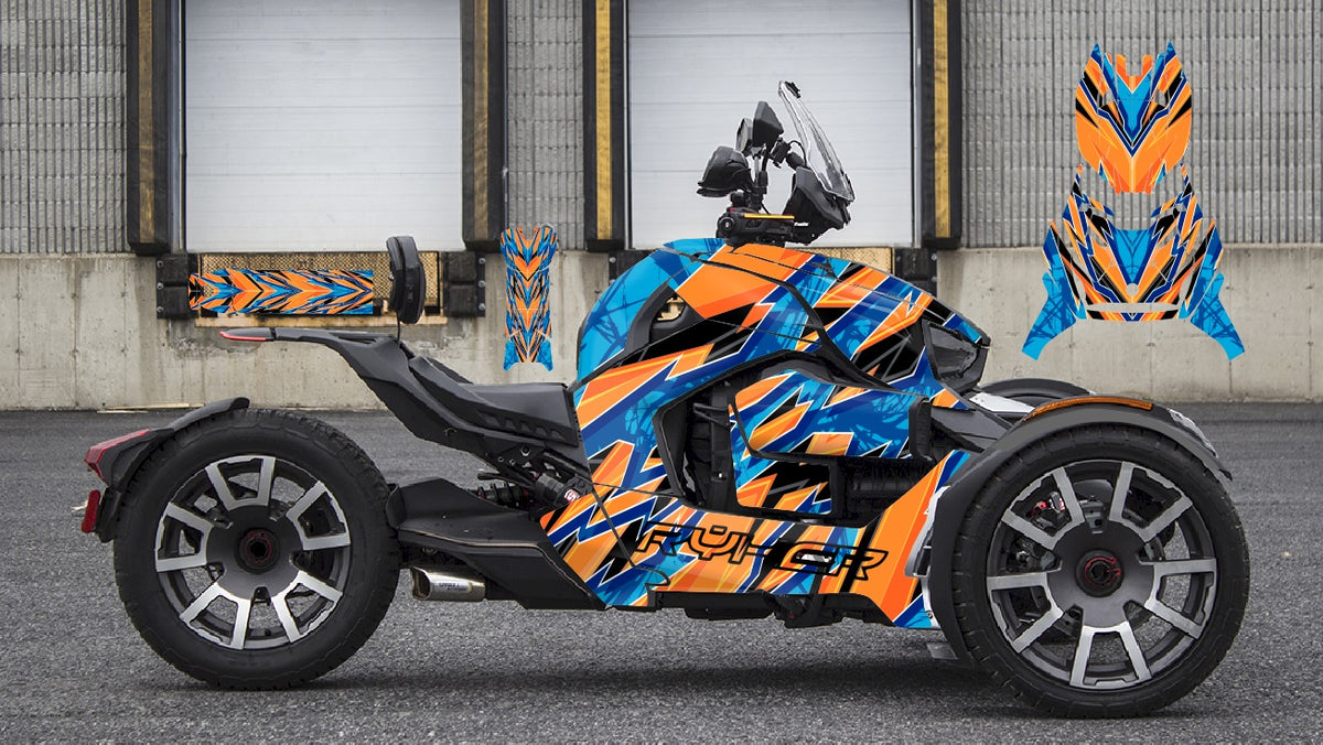 CanAM Ryker Graphics Orange Blue – Krazygraphics.com