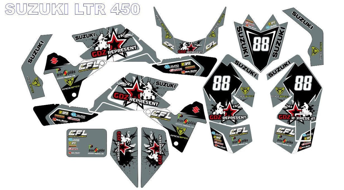Suzuki LTR 450 Graphics d55 | Premium UTV Wrap Kit – Krazygraphics.com
