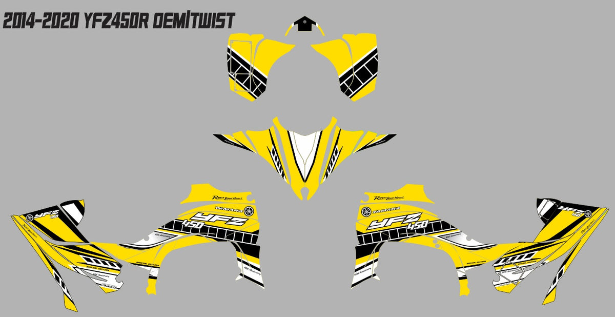 Yamaha YFZ450R Graphics (2014-2020)-OEM TWIST Yellow | KG ...