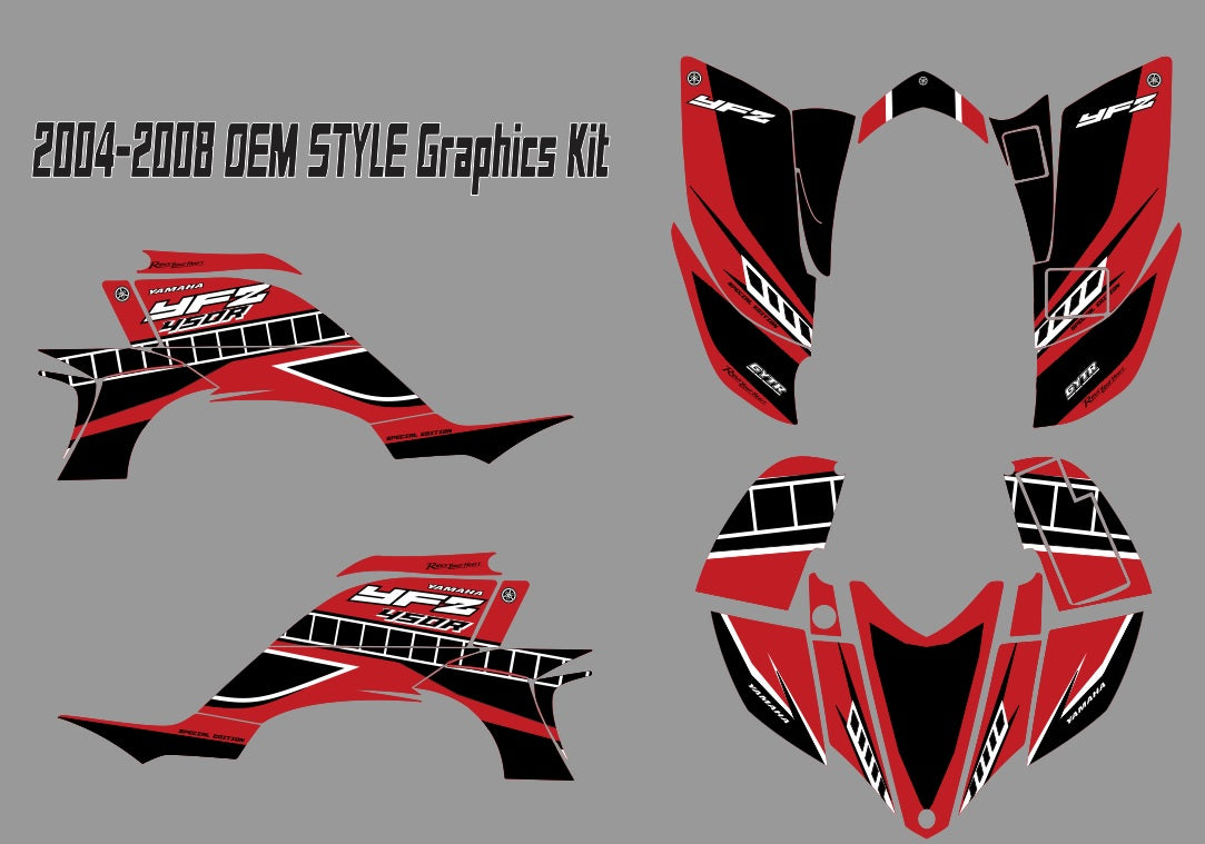 Yamaha YFZ Graphics (2004-2008)-Red-OEM STYLE edit – Krazygraphics.com